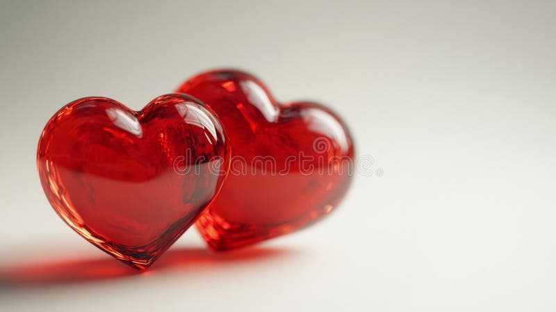 Two Red Glass Hearts on White Background Stock Illustration ...