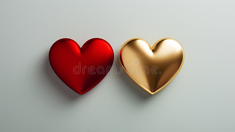 Two Red and Gold Hearts on a White Background Stock Photo - Image of ...
