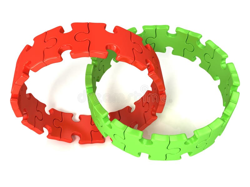 Two Red and Green Puzzle Rings. Top View Stock Illustration ...