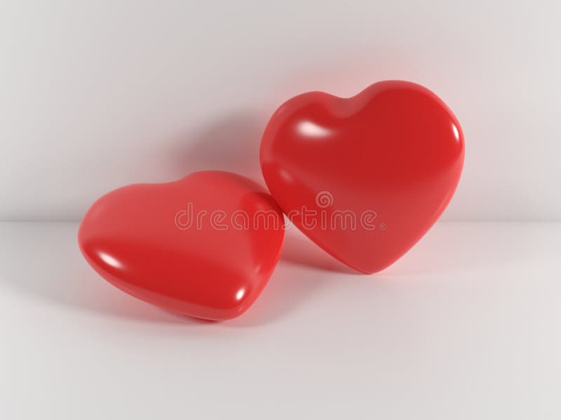 Two red heart stock image. Image of sweet, gift, render - 146778575