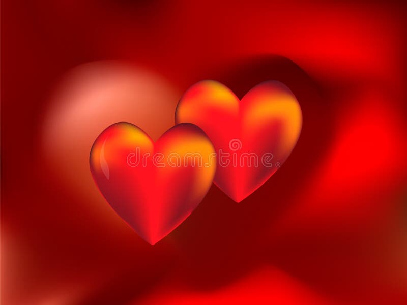 Two red hearts stock vector. Illustration of painted - 22766275