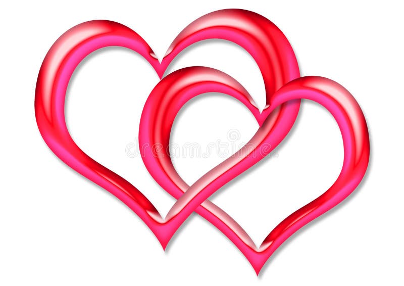 Two Red Hearts Joined Together Stock Illustration - Illustration of ...