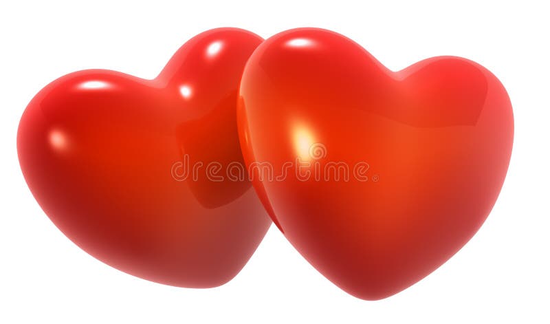 Two red hearts stock illustration. Illustration of plastic - 7956449