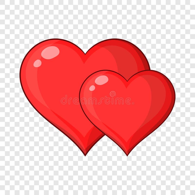Two Red Hearts Icon, Cartoon Style Stock Vector - Illustration of ...