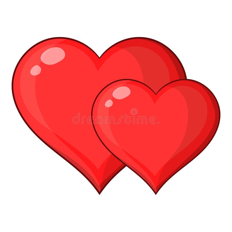 Two Red Hearts Icon, Cartoon Style Stock Vector - Illustration of ...