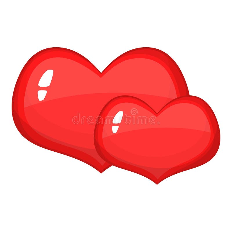 Two Red Hearts Icon, Cartoon Style Stock Illustration - Illustration of ...