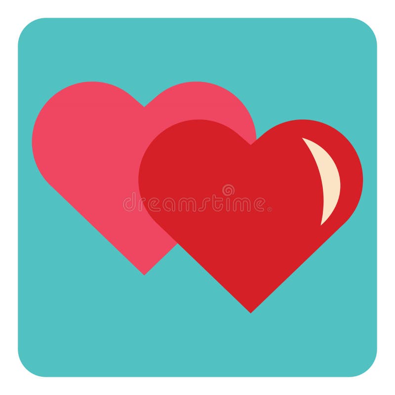 Two red hearts, icon stock vector. Illustration of background - 258924719
