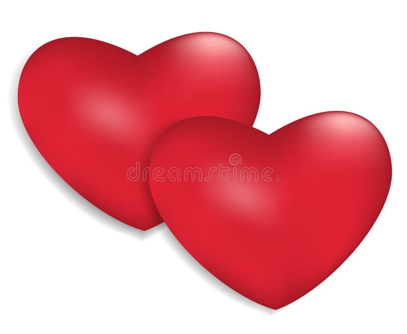 Two Red Hearts Isolated on a White Background. Vector Stock Vector ...