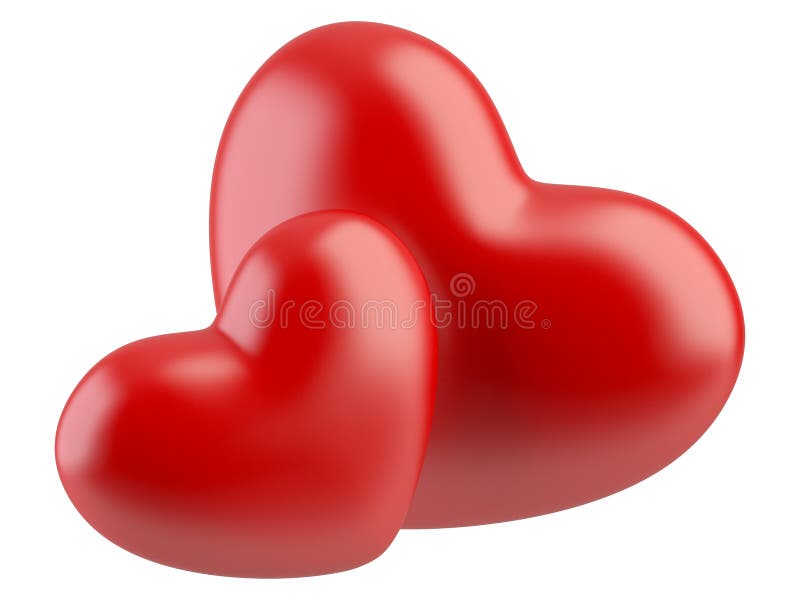Two Red Hearts Isolated on a White. Stock Illustration - Illustration ...