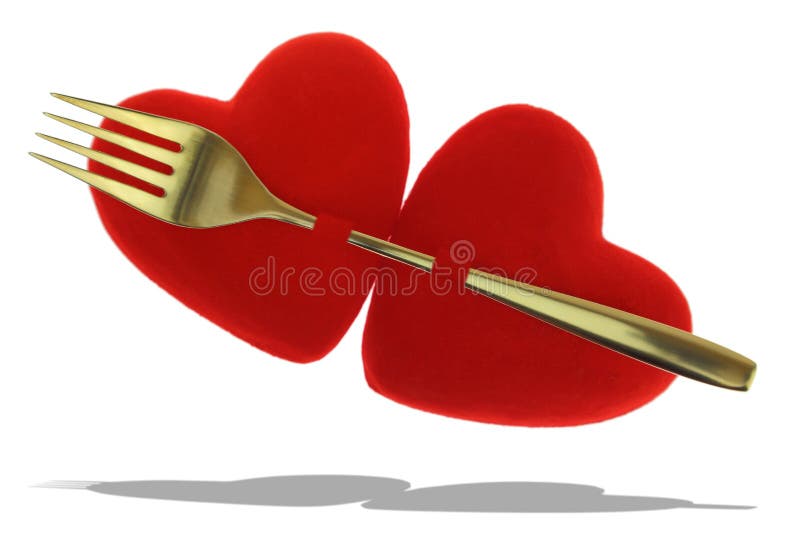 Two red hearts pined stock photo. Image of romantic, relationship ...