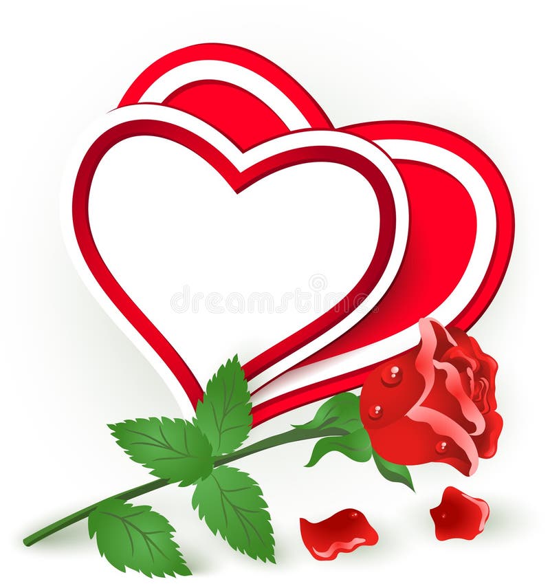 Red hearts and red rose stock vector. Illustration of clip - 4406987