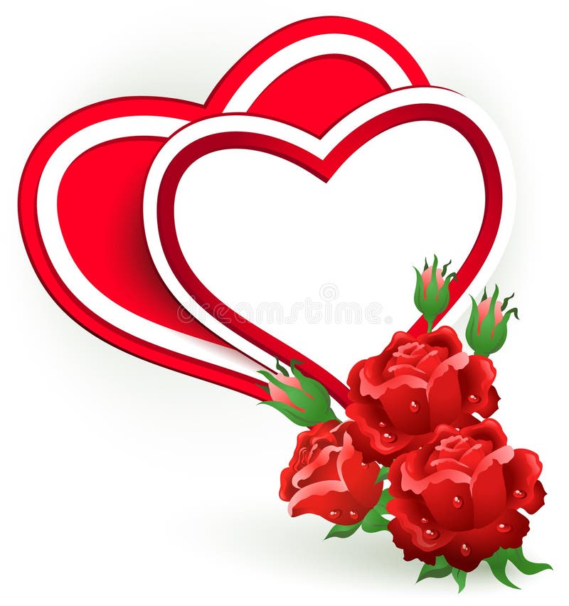 Three Roses in the Shape of Heart Stock Vector - Illustration of ...