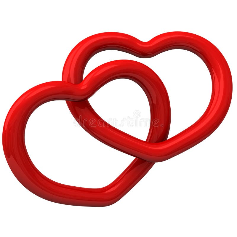 Two red hearts together 3d stock illustration. Illustration of feelings ...