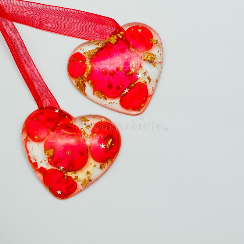 Two Red Hearts. Valentine Paper Card. Stock Photo - Image of hearts ...