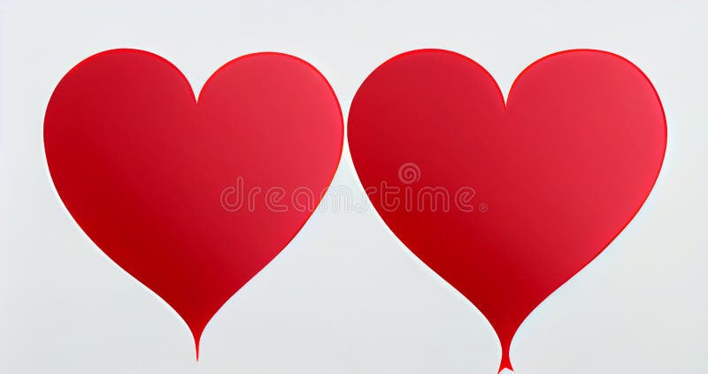Two Red Hearts on White Background Stock Illustration - Illustration of ...