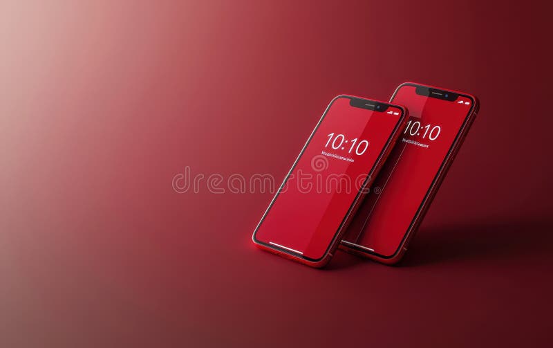 Two Red IPhone Mockups Displayed with a Sleek Minimal Design, Featuring ...