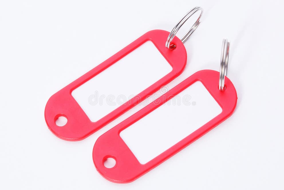 Two red key fob. stock photo. Image of label, colourful - 132948778