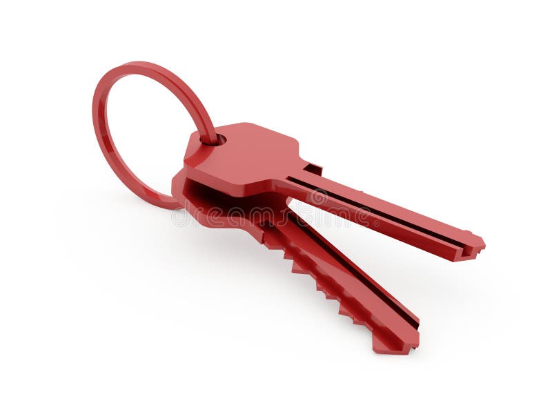 Two Red Keys Isolated on White Stock Illustration - Illustration of ...
