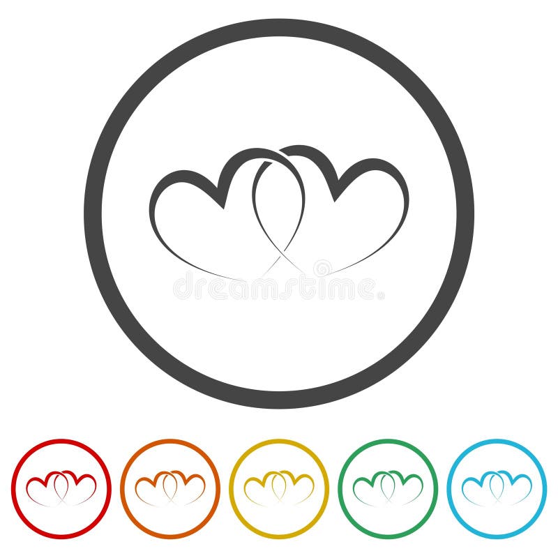 Two Red Linked Hearts Icon. Set Icons in Color Circle Buttons Stock ...
