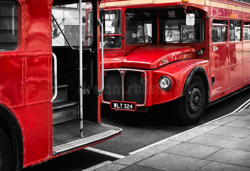 Two red London buses editorial stock image. Image of classic - 83455804