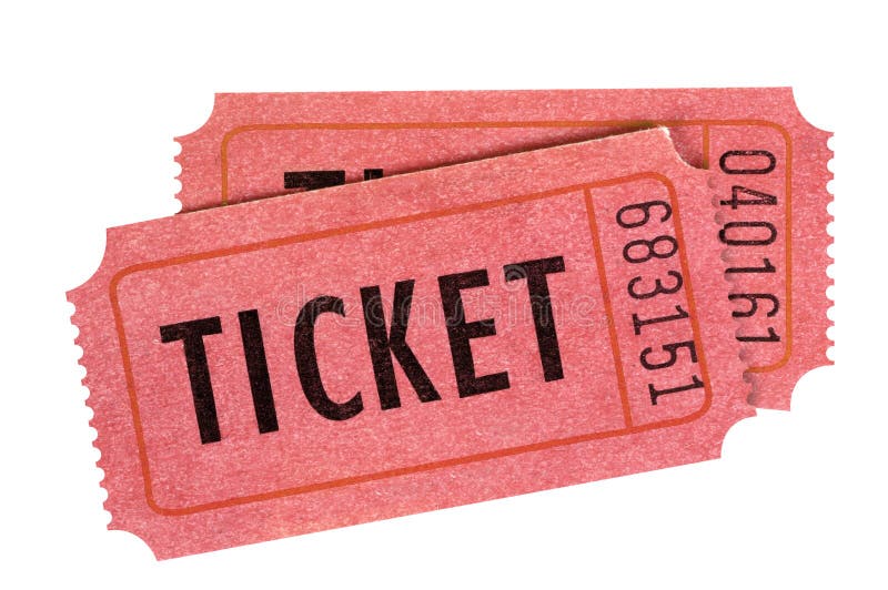 Two Red Movie or Raffle Tickets Isolated White Background Stock Image ...