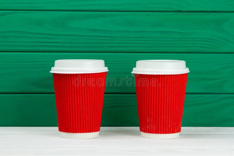 Two Red Paper Cardboard Texture Coffee Cup Stock Photo - Image of ...