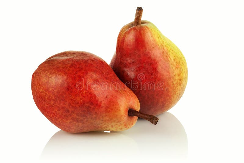 Two Red Pears on a White Background Stock Image - Image of shiny ...