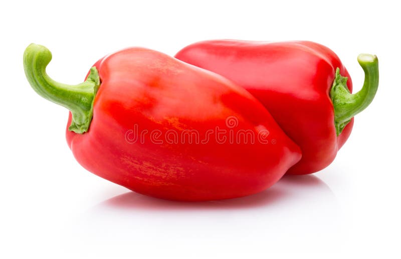 Two Red Pepper Vegetable Isolated on White Background Stock Image ...