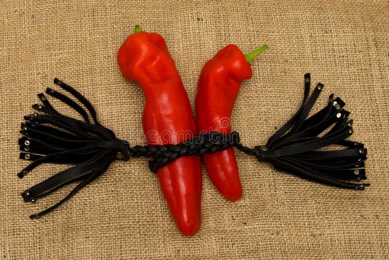 Two Red Peppers on a Burlap Stock Image - Image of rustic, decorative ...