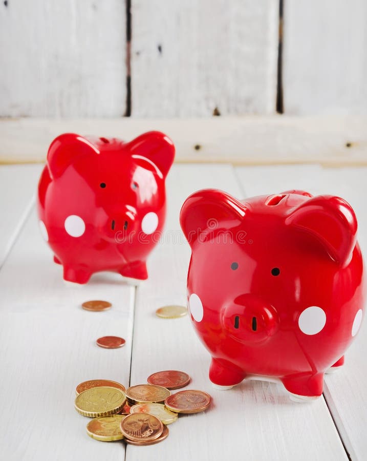Two red piggy bank stock image. Image of white, collection - 37662469