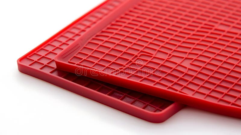 Two Red Plastic Plates with a Grid Pattern Stock Illustration ...