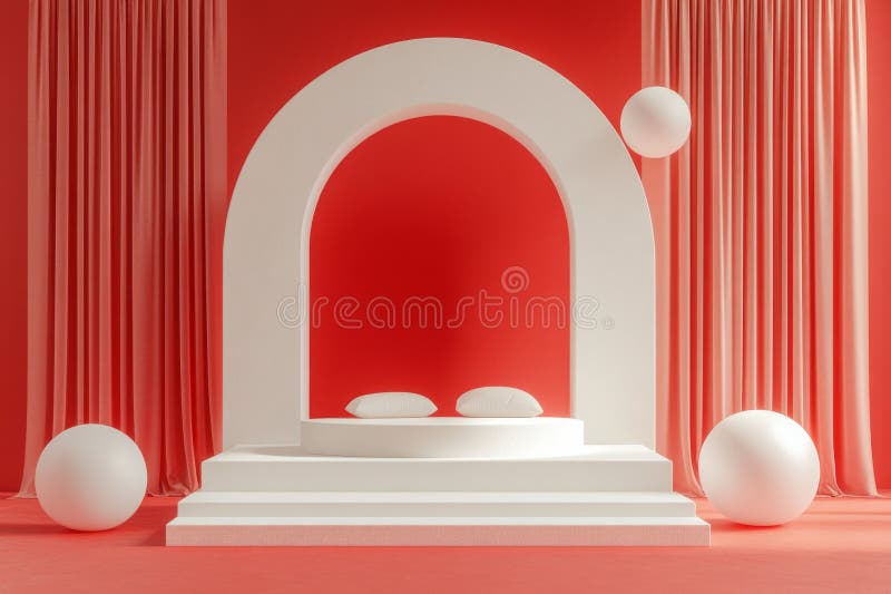 Two Red Platforms Set Against a Red Abstract Background. Ideal for ...