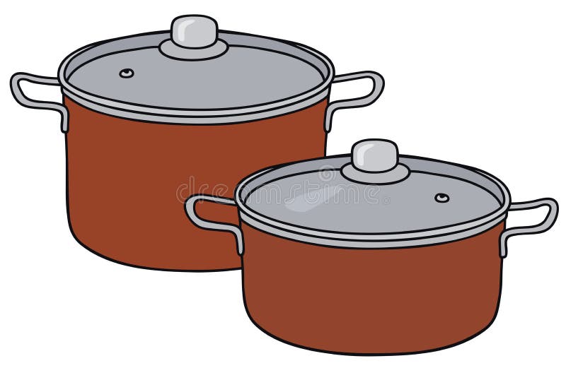 Two red pots stock vector. Illustration of brew, kettle - 52553722
