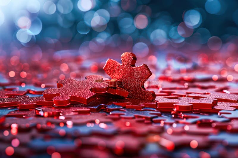 Red Puzzle Pieces a Symbol of Partnership, Collaboration, and Mutual ...