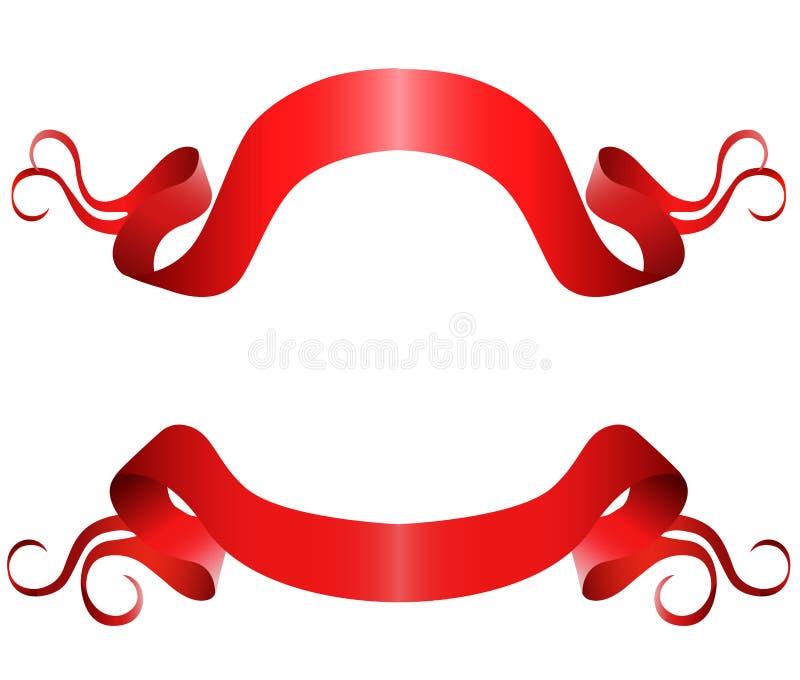 Two red ribbons stock vector. Illustration of silky, curled - 82357986