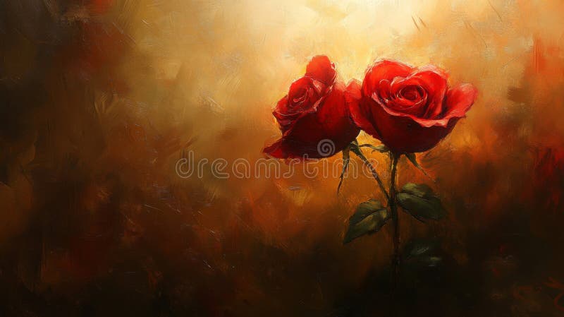 Two Red Roses in Dramatic Lighting Stock Illustration - Illustration of ...