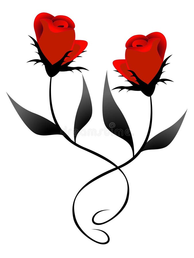 Two Red Roses Rose Garden Stock Illustrations – 79 Two Red Roses Rose ...