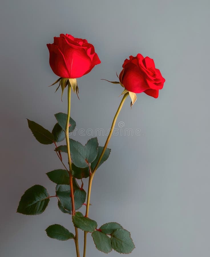 Two Red Roses Standing Next Each Other Stock Photos - Free & Royalty ...
