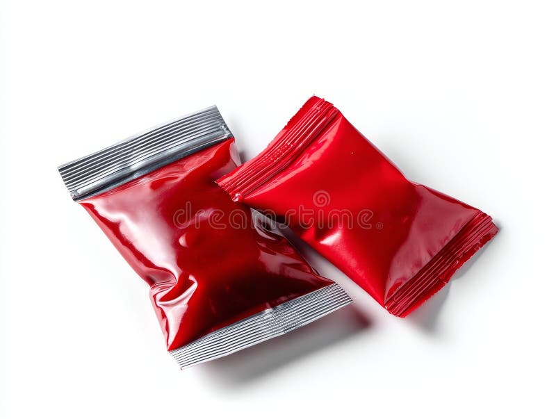 Two Red Sachets Lying on White Background Stock Illustration ...