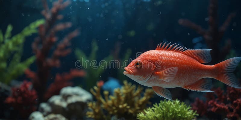 Two Red Snapper Fish Swimming in a Marine Aquarium. Stock Image - Image ...