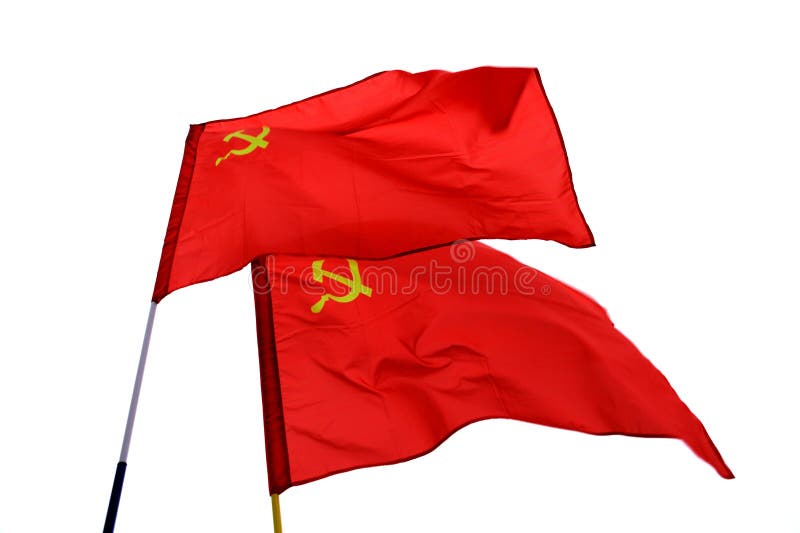 Two red Soviet USSR flags stock photo. Image of socialism - 81338108