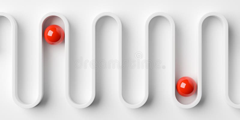 Two Red Spheres on Wave Shaped Graph on White Background, Abstract Data ...