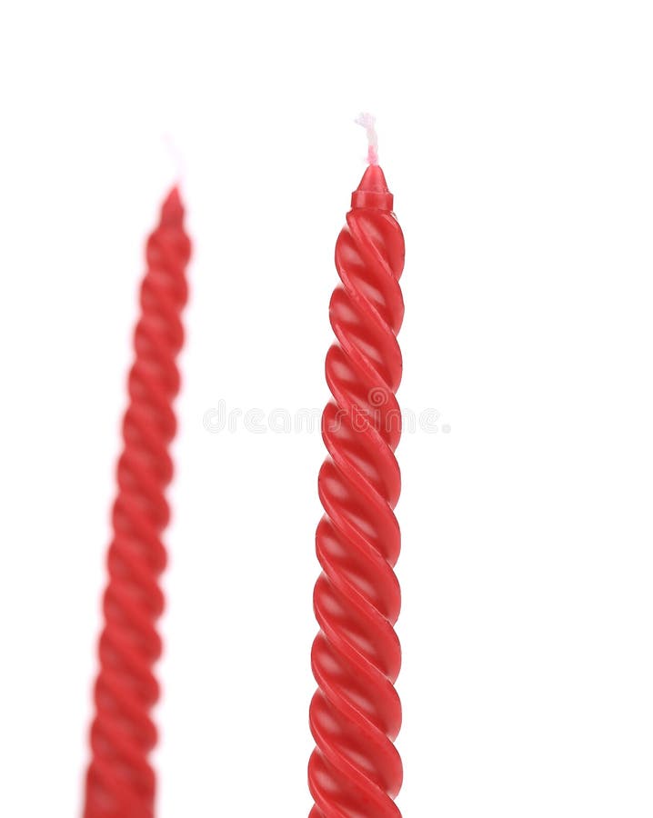 Two Red Birthday Candles Isolated on White Stock Image - Image of ...