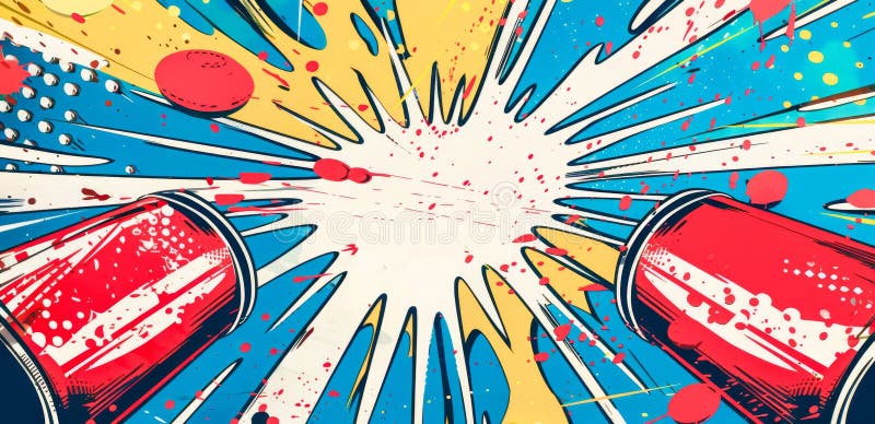 Two Red Spray Paint Cans Explode, Surrounded by a Splash of White Paint ...