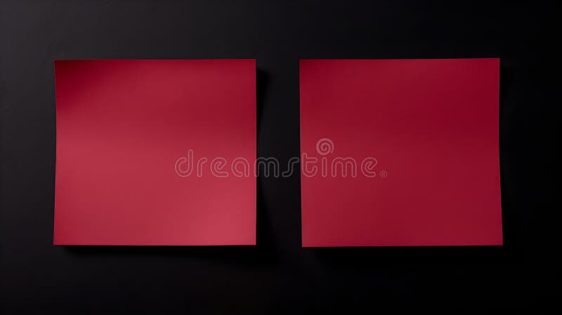 Two Red Square Paper Notes on a Black Background. Brainstorming ...