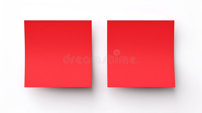 Two Red Square Paper Notes on a White Background. Brainstorming ...