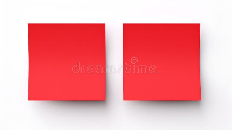 Two Red Square Paper Notes on a White Background. Brainstorming ...