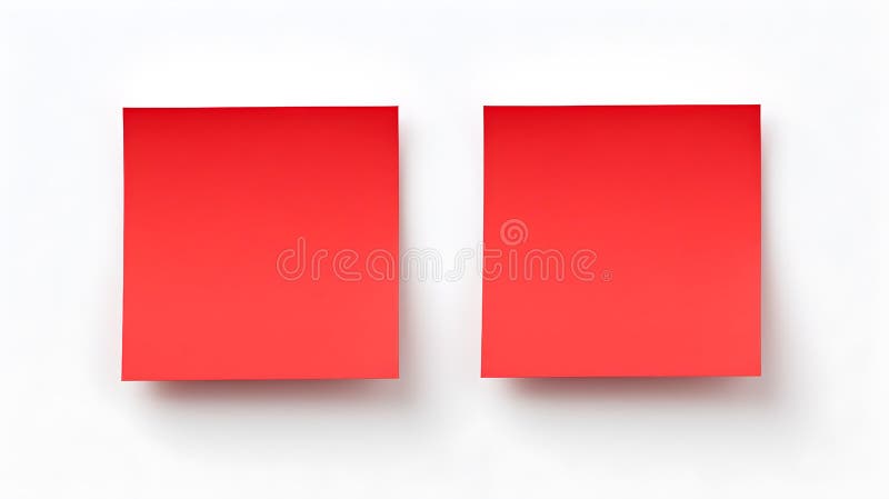 Two Red Square Paper Notes on a White Background. Brainstorming ...