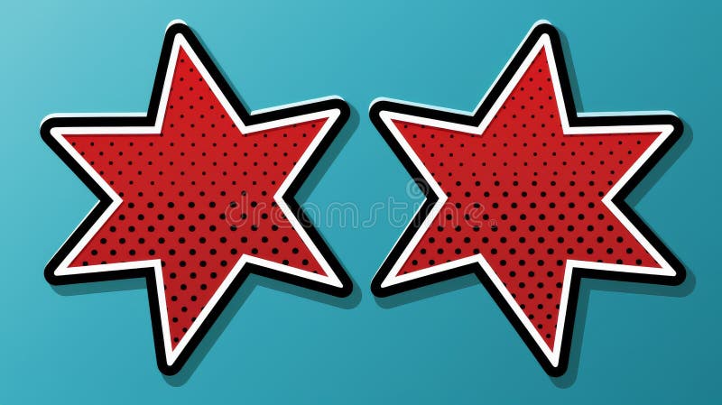 Two Red Star-shaped Graphics with Dotted Patterns Against a Light Blue ...