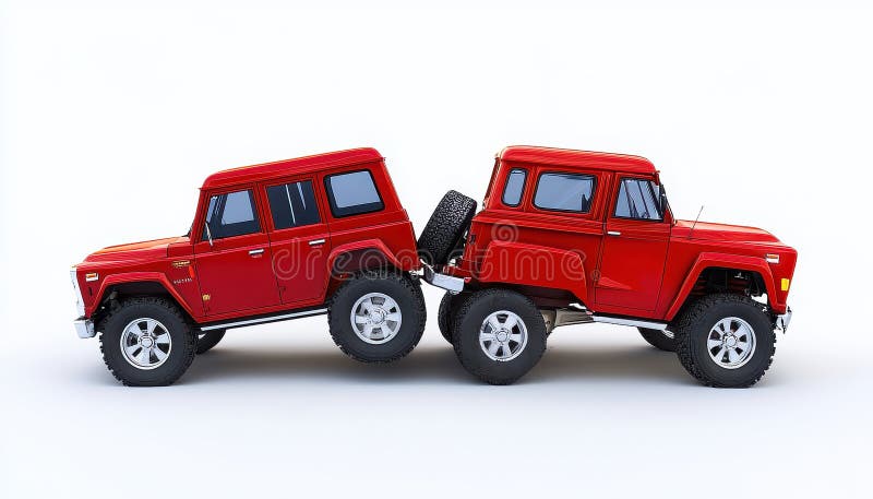 Two Red SUVs Connected Together Showcasing Unique Design Features and ...